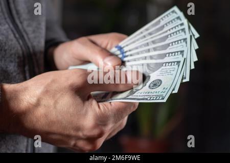 Businessman hands counting us dollar banknotes. close up Stock Photo ...