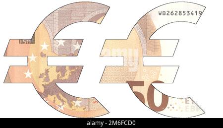 Stencil of the EURO currency symbol on a 50 euro Stock Photo - Alamy