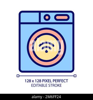 Smart washing machine pixel perfect gradient linear vector icon Stock ...