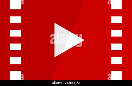 Illustration of start button and film strip on blue screen. Cinema ...