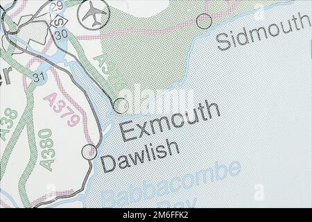 Exmouth, United Kingdom atlas map town name - paint Stock Photo - Alamy