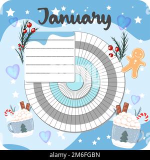 January monthly planner, weekly planner, habit tracker template and ...