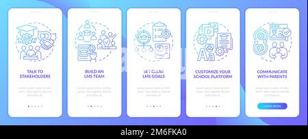 Launching school LMS blue onboarding mobile app screen Stock Vector ...