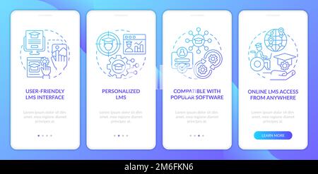 Learning management system features blue onboarding mobile app screen ...