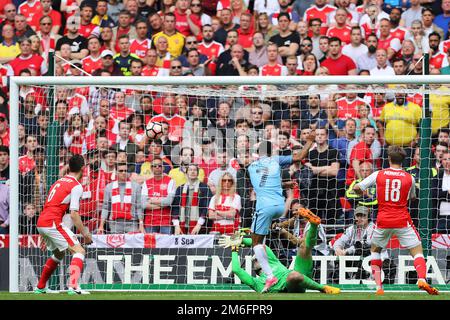 Raheem Sterling of Manchester City scores but is ruled out for offside ...