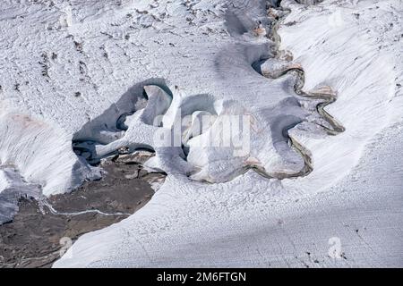 melting of the glacier on the European Alps due to global warming and ...