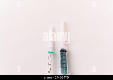 Thermometer, syringe, Concept of autumn common cold, covid or flu Stock ...