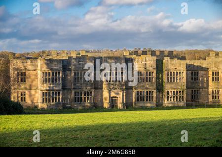 Exterior façade of the derelict remains of Gibside Hall. Rowlands Gill ...