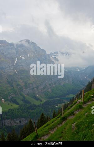 Aerial View of Lake Seealpsee, Schwende-Rute, Canton of Appenzell ...