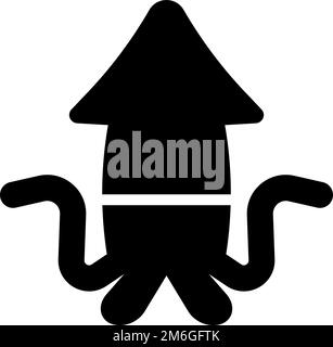 Squid silhouette icon. Sea creature. Editable vector Stock Vector Image ...
