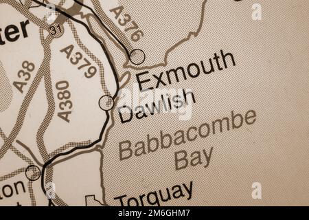 Dawlish, United Kingdom atlas map town name - paint Stock Photo - Alamy