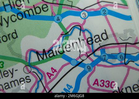 Maidenhead, United Kingdom atlas map town name - sepia Stock Photo - Alamy