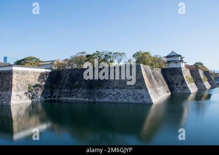 Fortification and ditch water around Osaka Castle for protection Stock ...