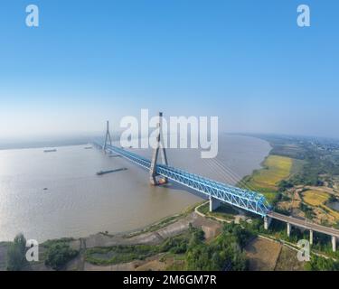 Aerial view of the Anqing Yangtze river bridge Stock Photo - Alamy