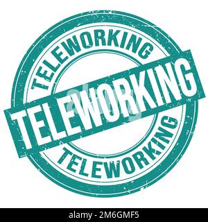 TELEWORKING text written on blue-black grungy stamp sign Stock Photo ...