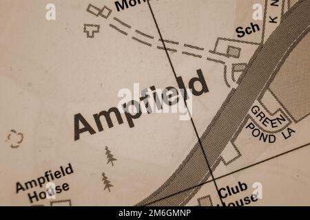 Ampfield village, Hampshire, United Kingdom atlas map town name - black ...