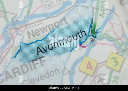 Avonmouth, United Kingdom atlas map town name - line drawing Stock ...