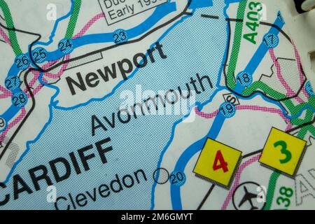Avonmouth, United Kingdom atlas map town name - watercolour effect ...