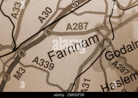 Farnham, United Kingdom atlas map town name Stock Photo - Alamy