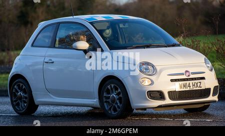 2014 white Fiat 500 small car Stock Photo - Alamy