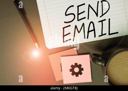 Conceptual display Send Email, Word for the system for using computers to send messages over the ...