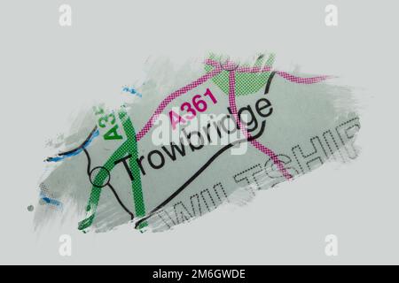 Trowbridge, United Kingdom atlas map town name - paint Stock Photo - Alamy