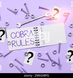 Writing displaying text Cobra Rules, Concept meaning gives workers who ...