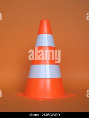 traffic cone to mark road works or temporary obstruction traffic sign ...