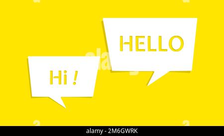 Word hello on paper cut speech bubble. Concept of communication ...