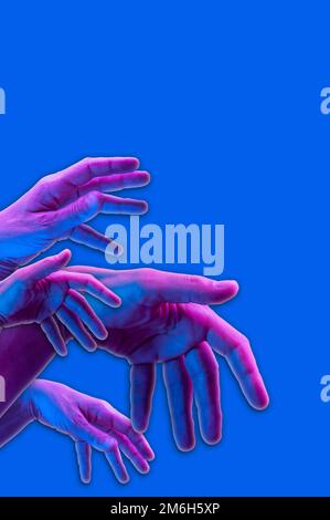 Modern psychedelic creative element with human palm for posters ...