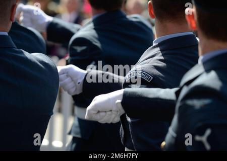 Uniform details RAF Regiment Gunners march on parade Stock Photo - Alamy