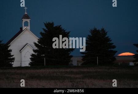 Full Moon Prairie Church Stock Photo - Alamy