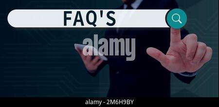 Conceptual caption Faq's. Business showcase list of questions and ...