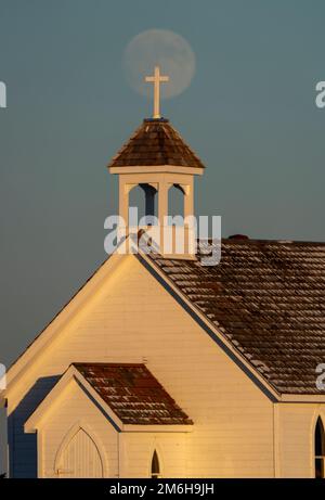 Full Moon Prairie Church Stock Photo - Alamy