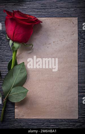 Vintage paper red expanded rosebud fountain pen on wooden board Stock ...