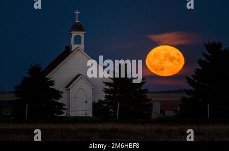 Country Church Full Moon Stock Photo - Alamy
