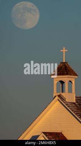 Full Moon Prairie Church Stock Photo - Alamy