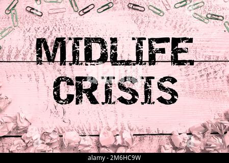 Hand writing sign Midlife Crisis, Internet Concept Software development ...
