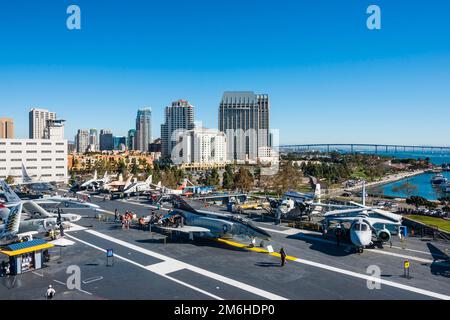 The aircraft carrier Midway at the San Diego Bay, nowadays known as USS ...