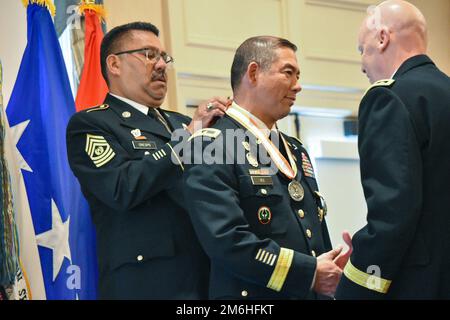Army Major Gen. Garrett Yee speaks during his retirement ceremony at ...