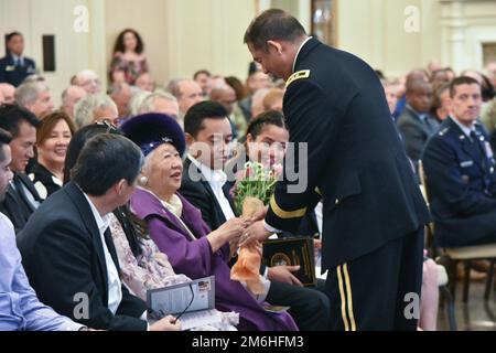 Army Major Gen. Garrett Yee speaks during his retirement ceremony at ...