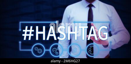 Text showing inspiration Hashtag. Business approach Internet tag for ...
