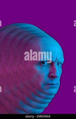 Contemporary art collage. Stylish man in classical suit playing guitar ...