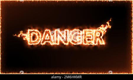 Word danger on fire with flames over black background Stock Photo - Alamy