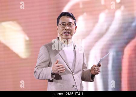 LG Electronics CEO William (Joo Wan) Cho speaks during the CES 2023 ...