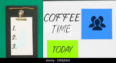 Text caption presenting Coffee Time. Business idea a chosen period when ...