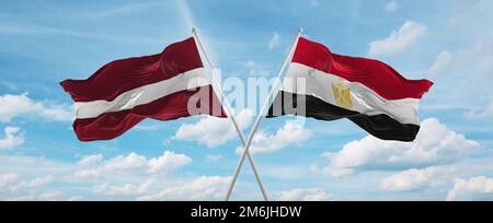 Egypt and Latvia flags. 3D Waving flag design. Latvia Egypt flag ...