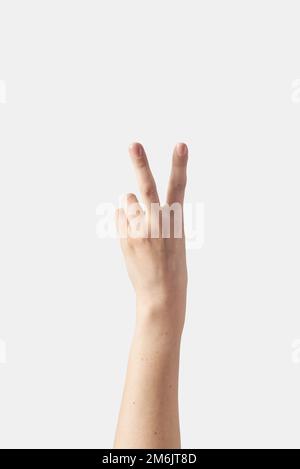 Counting on fingers, five back hand Stock Photo - Alamy