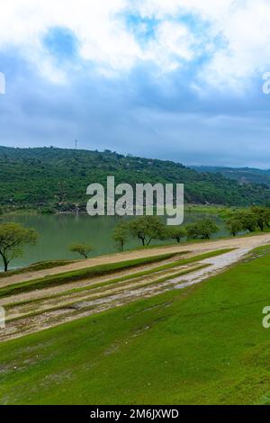 Natural landscape with lake and mountains at Niladri Lake Sunamganj ...