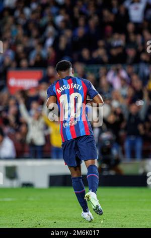 BARCELONA - NOV 5: Ansu Fati in action during the LaLiga match between ...